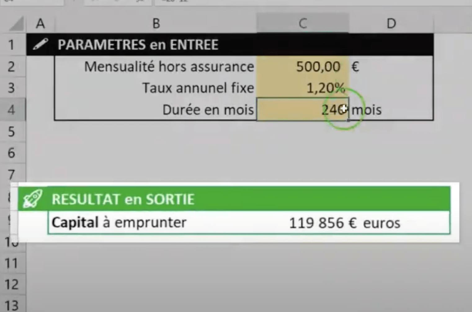 Tableau amortissement emprunt immobilier excel