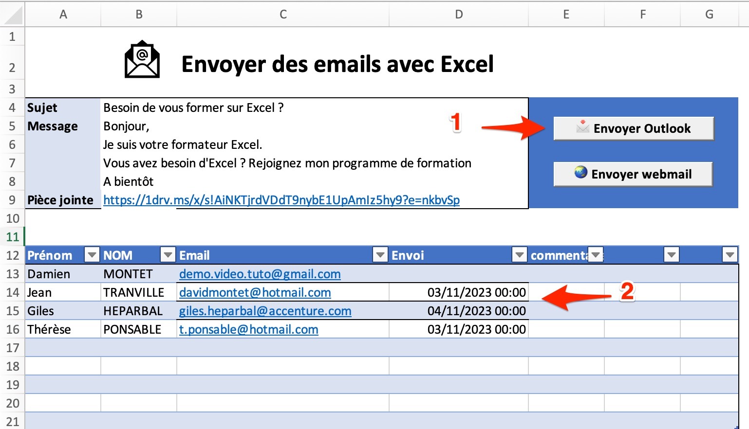 📩 Comment envoyer des emails avec Excel code VBA à copier