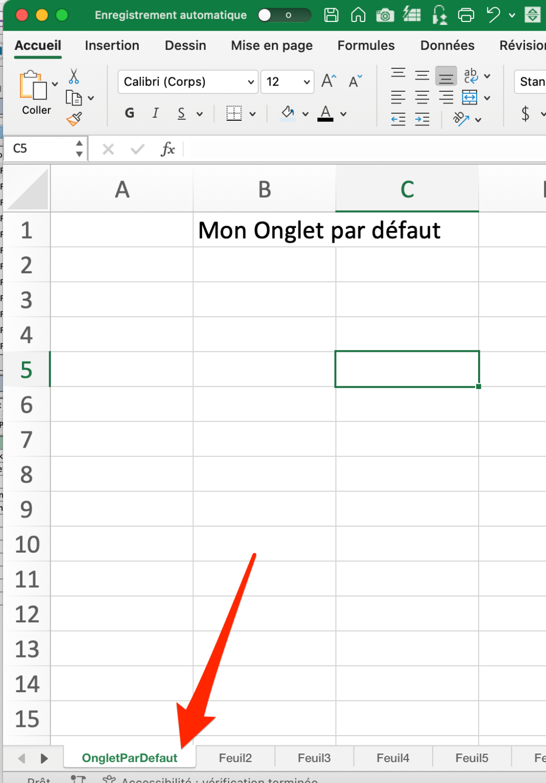Comment afficher un onglet par défaut dans Excel