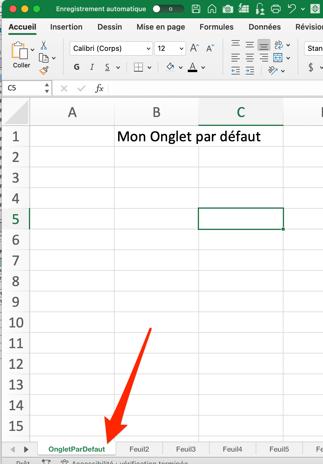 Comment afficher un onglet par défaut dans Excel