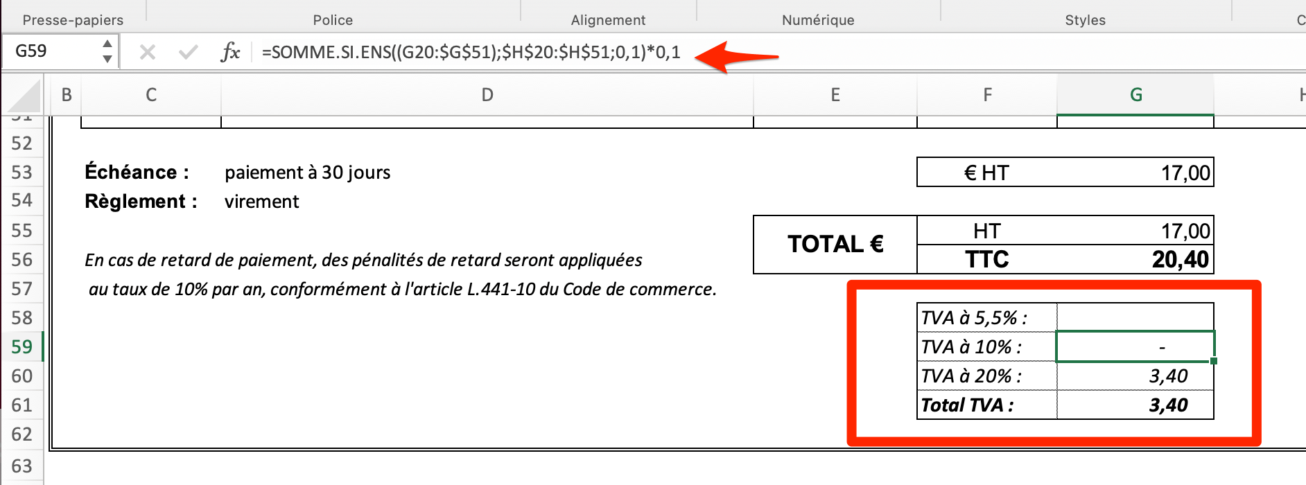 Modèle Excel Facture Complet - Tableau de bord facturation