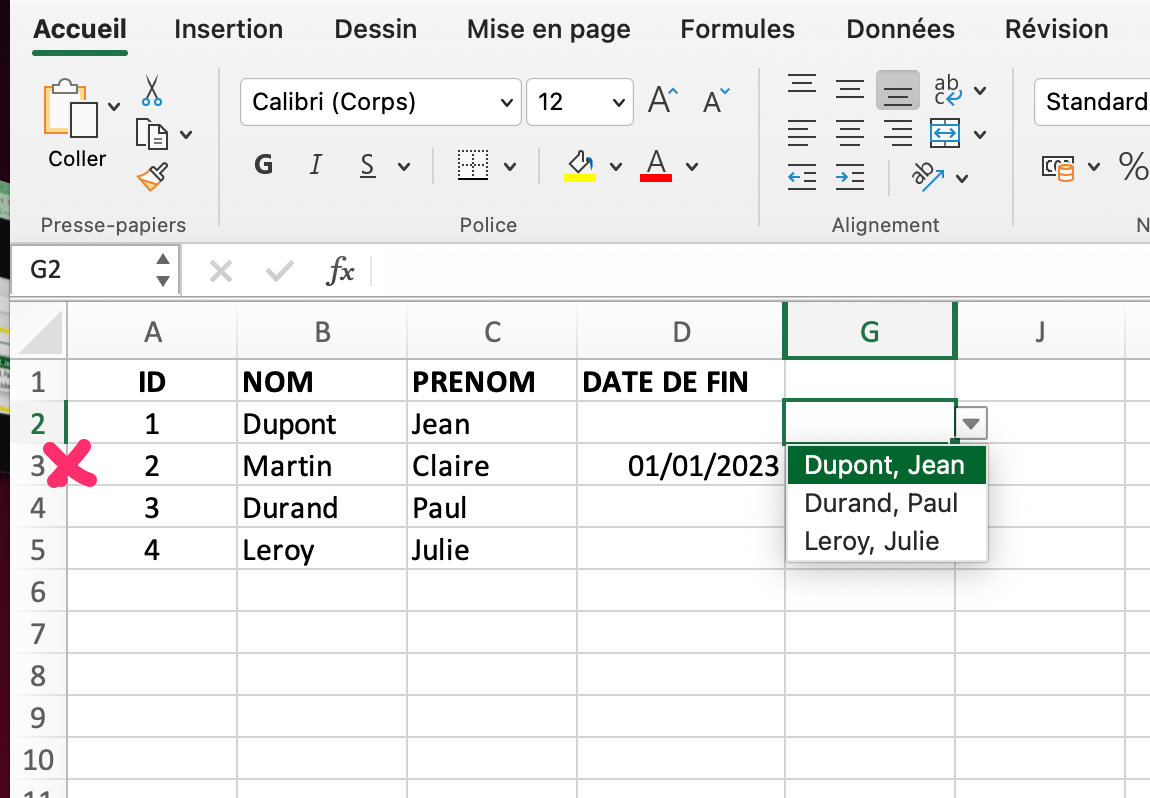 Créer une liste déroulante conditionnelle
